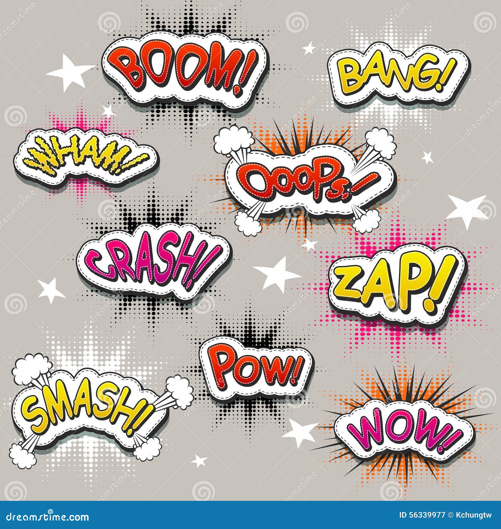 Vivid Colorful Comic Sound Effects Set Stock Illustration ...