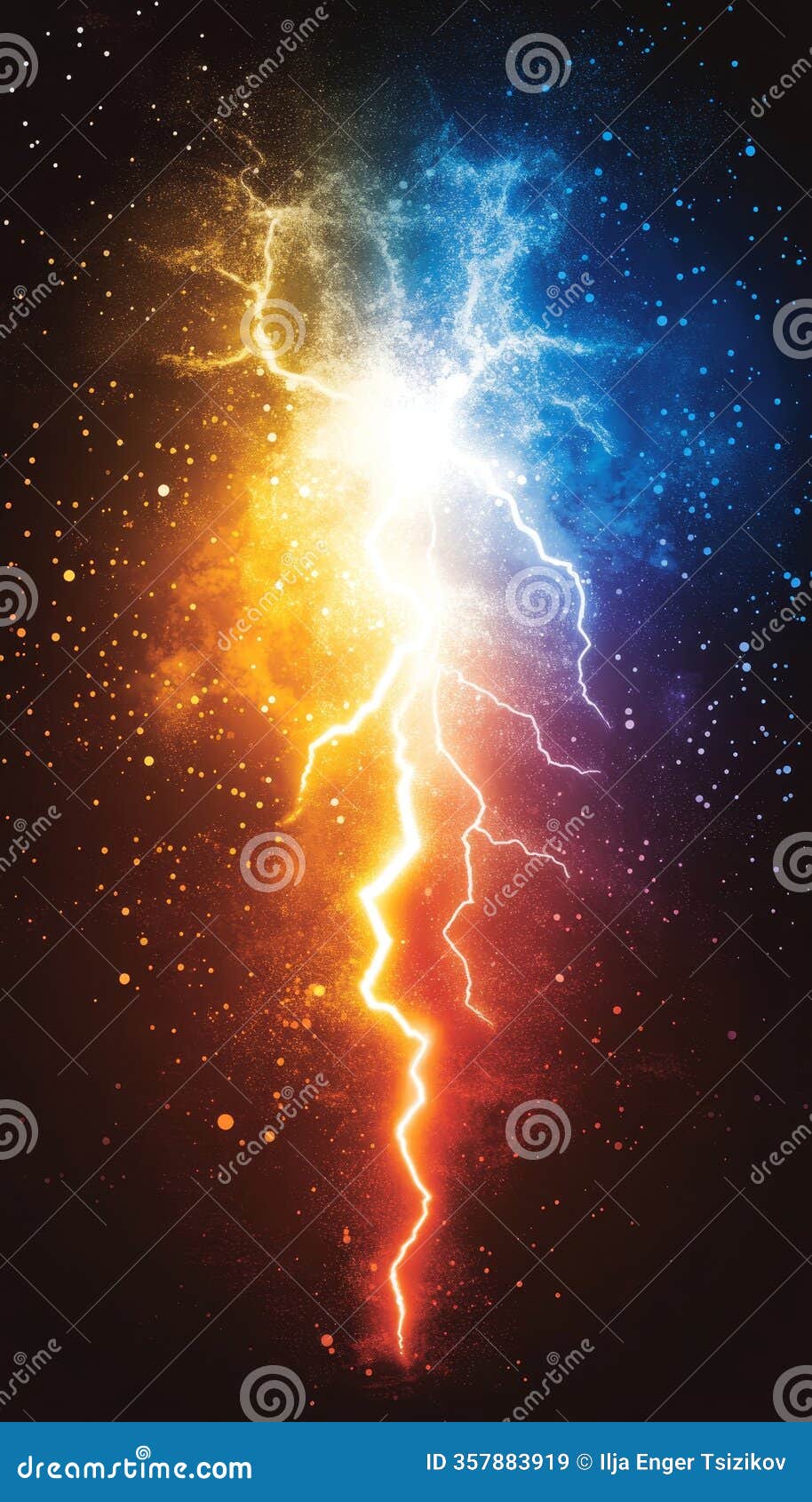 Vivid Colorful Lightning Bolt Energy Creation Background, With Subtle ...