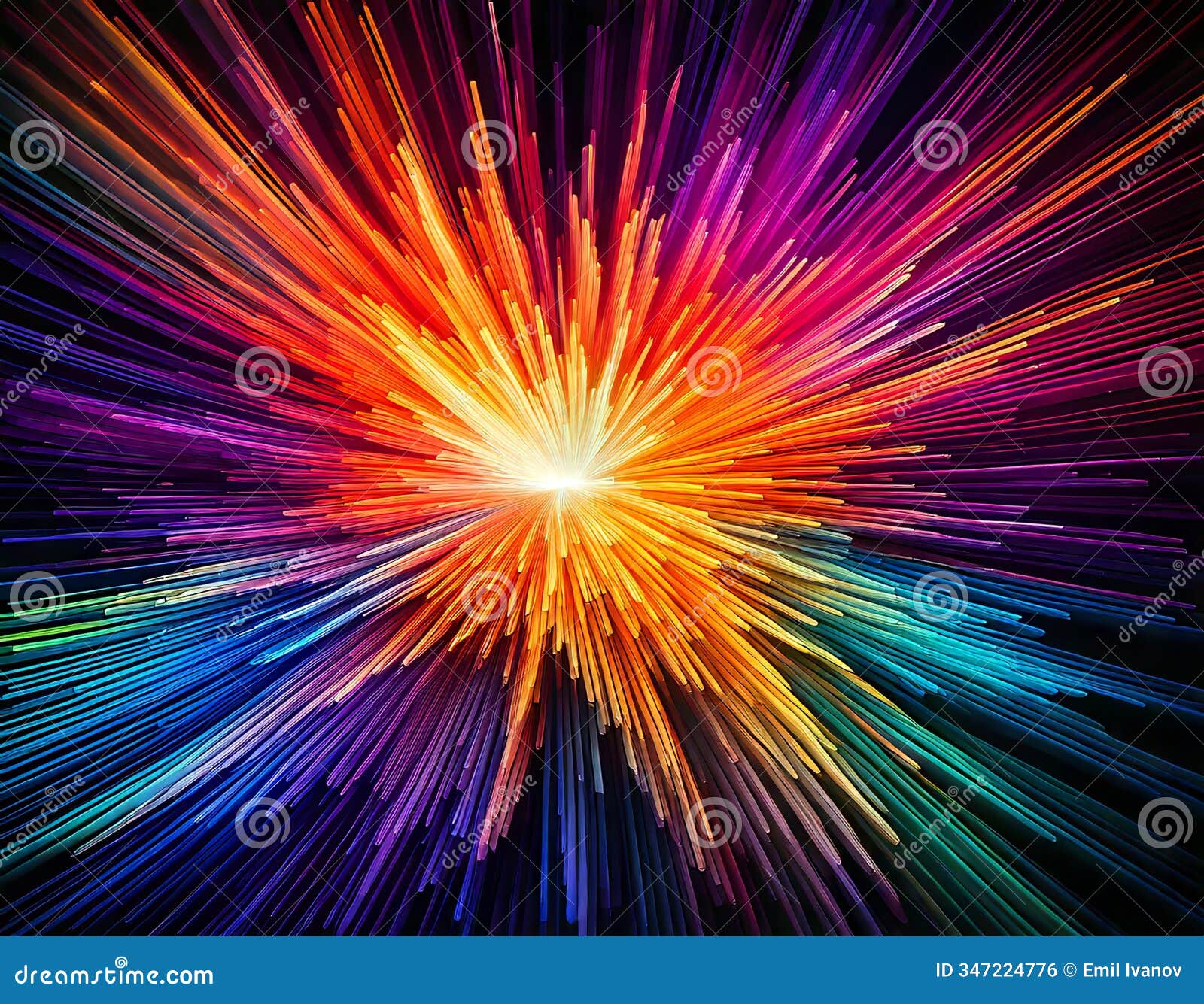 Vivid Colorful Spectrum Lines Exploding from a Bright Center Creating ...