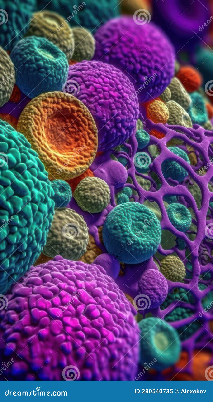 Vivid Colors of Adipose Cells Under the Electron Microscope . Stock ...