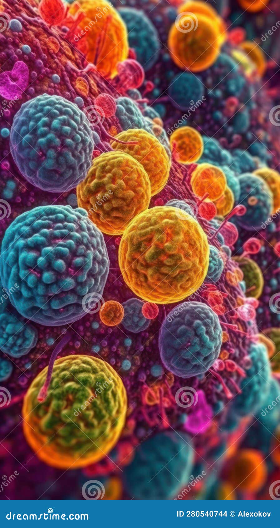 Vivid Colors of Adipose Cells Under the Electron Microscope . Stock ...