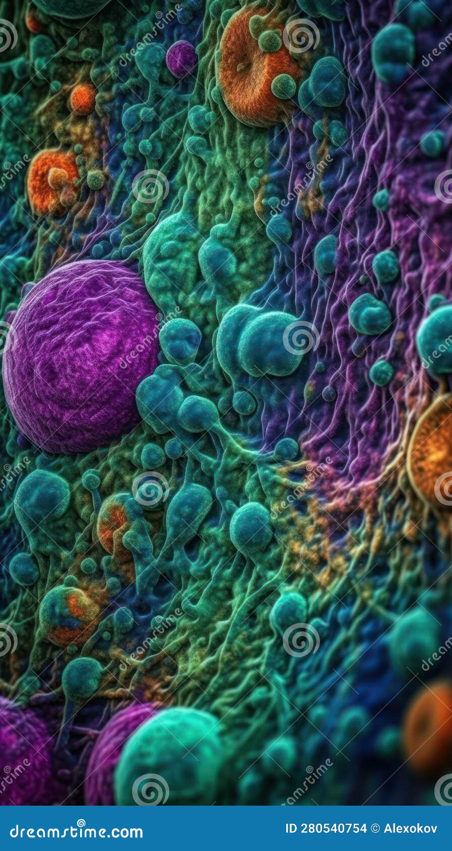 Vivid Colors Of Adipose Cells Under The Electron Microscope . Stock ...