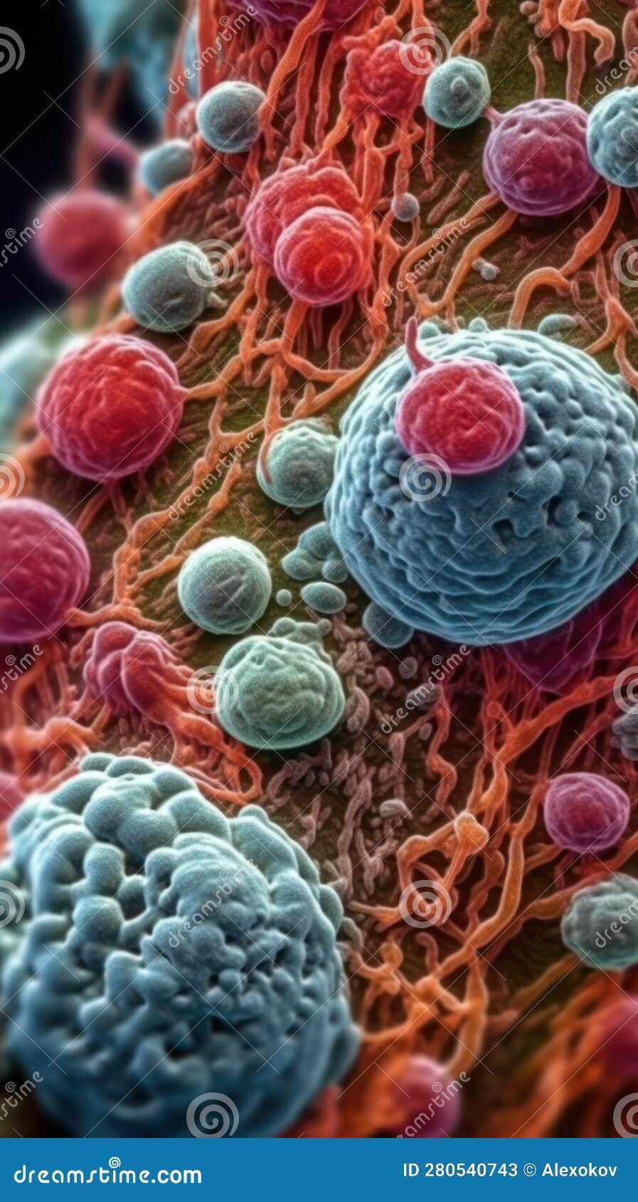 Vivid Colors of Adipose Cells Under the Microscope . Stock Illustration ...