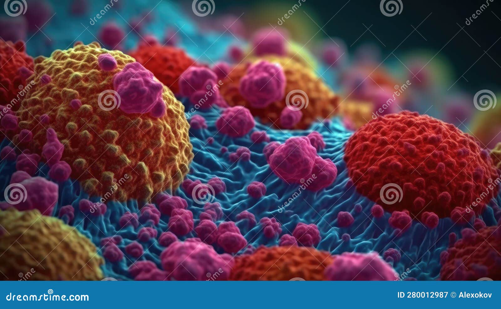 Vivid Colors of Apoptotic Cells Under Electron Microscope. Stock ...