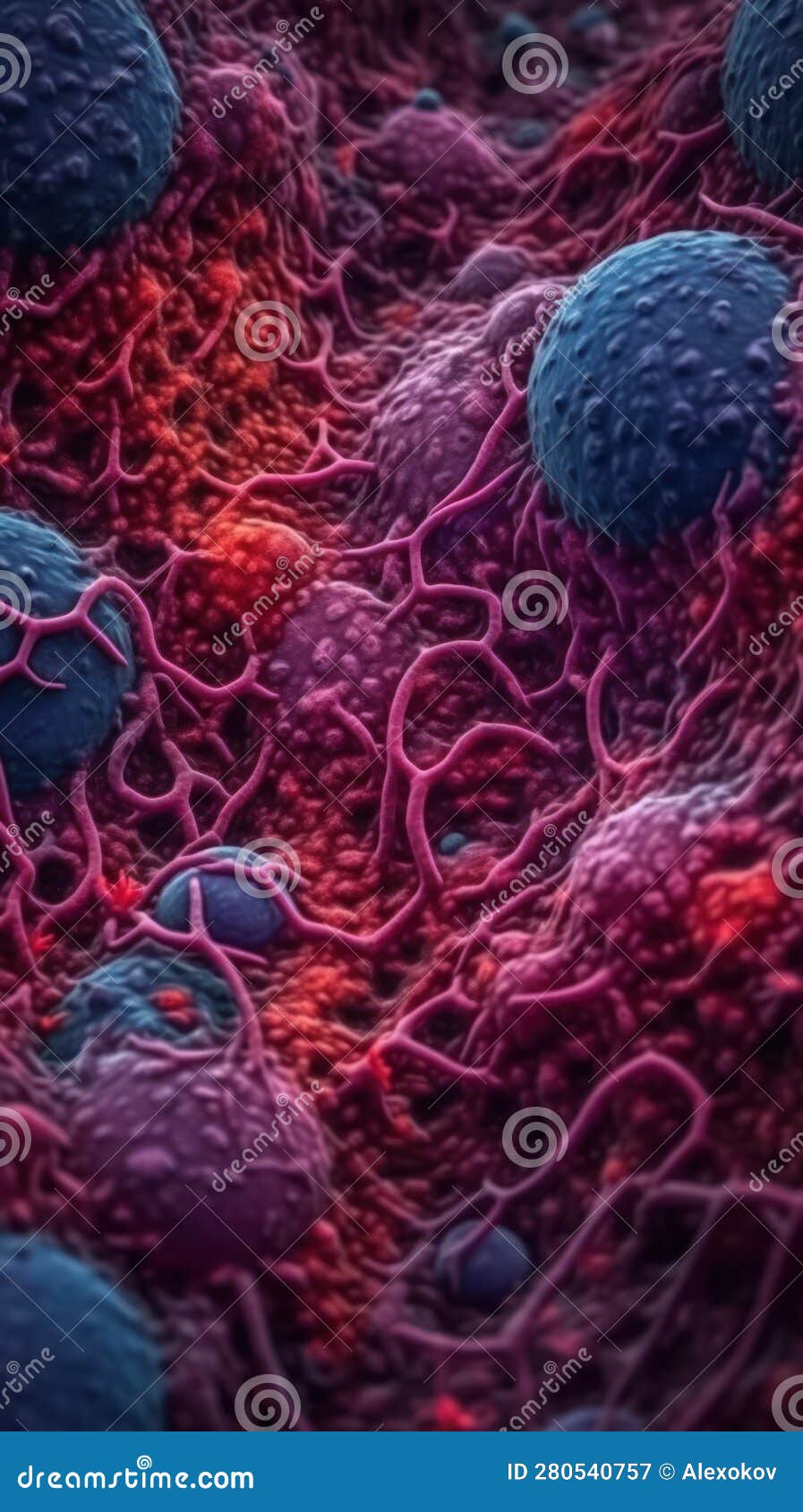 Vivid Colors of Blood Vessel Cells Under an Electron Microscope . Stock ...
