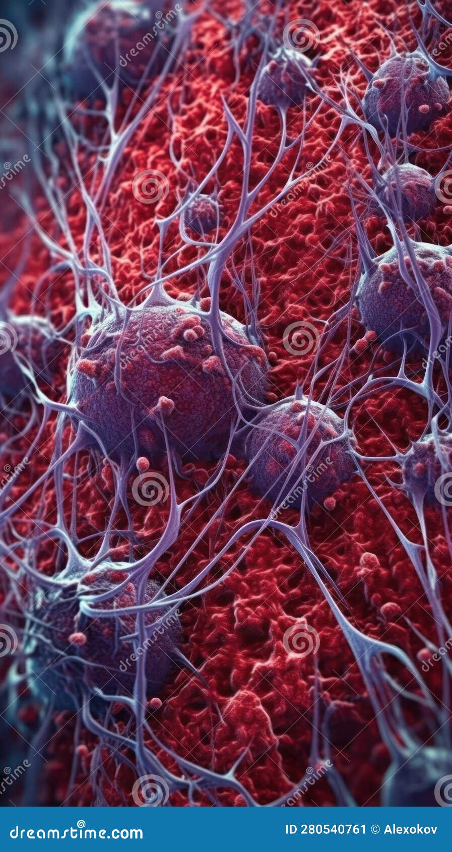 Vivid Colors of Blood Vessel Cells Under Electron Microscope . Stock ...