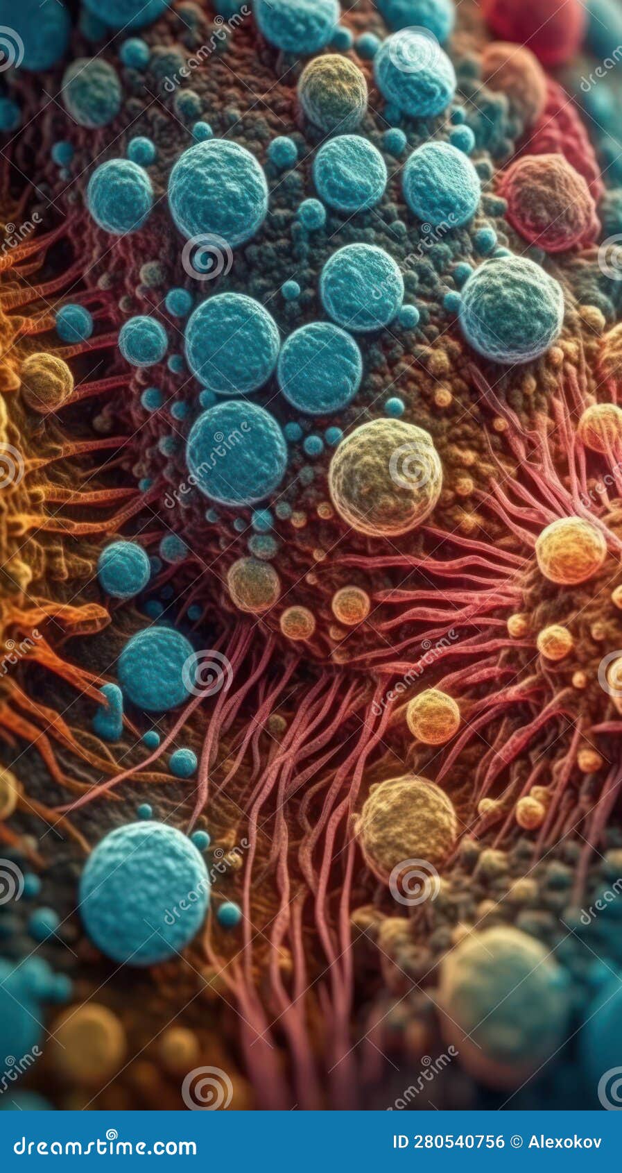 Vivid Colors of Motor System Cells Under the Microscope . Stock ...