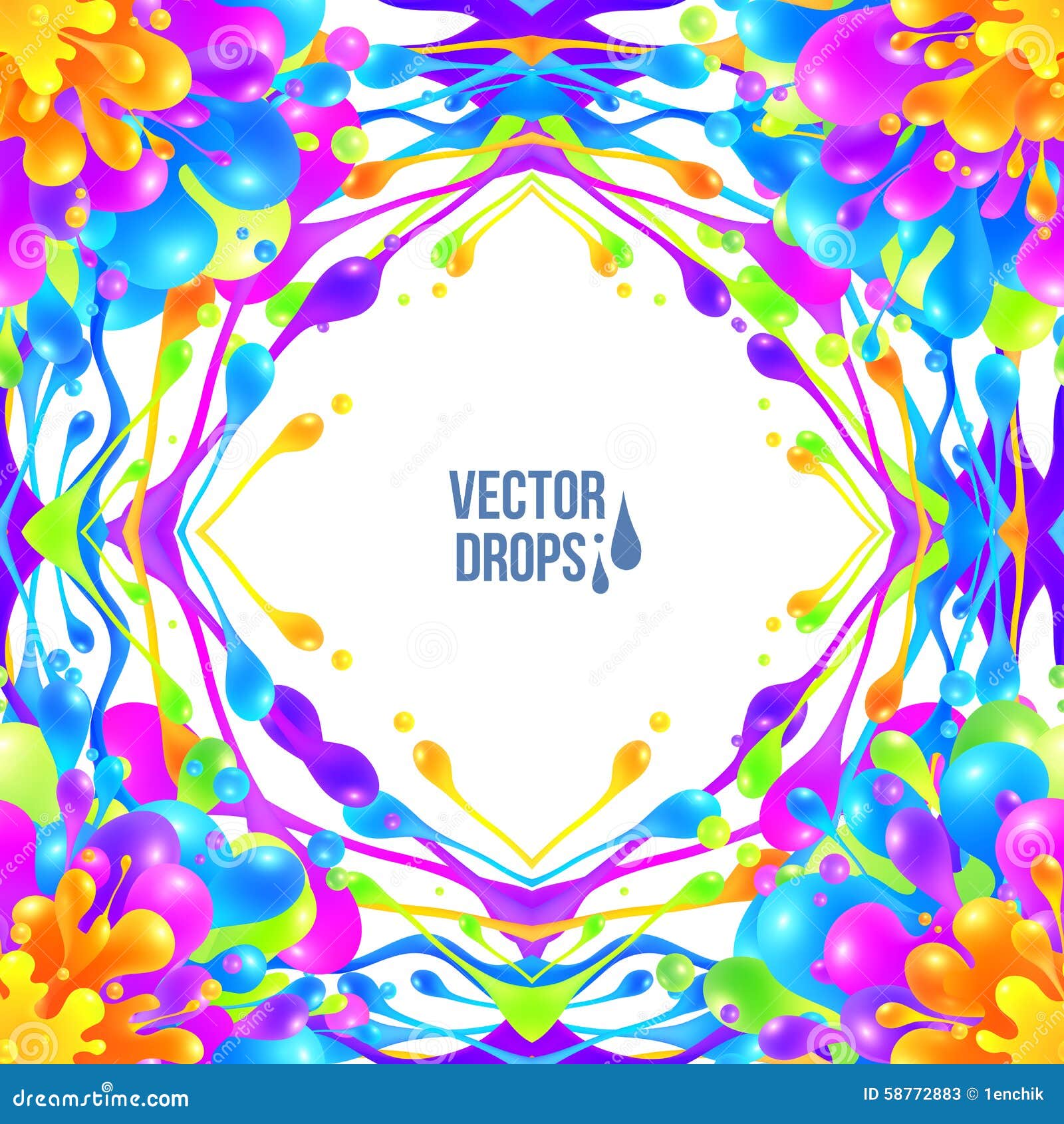 Vivid Colors Vector Paint Drops Frame in Seamless Stock Vector ...