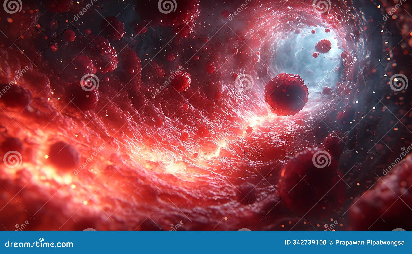 Vivid 3D Illustration of Artery Cross Section Stock Illustration ...