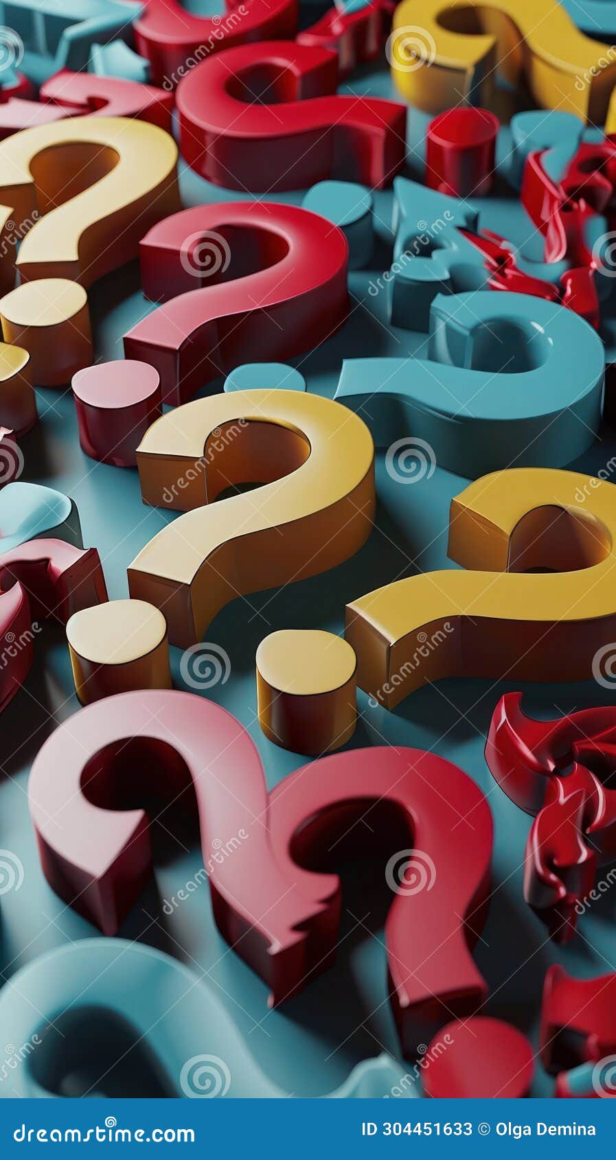 Vivid 3D Question Marks in Red, Yellow, and Blue Hues, Representing ...