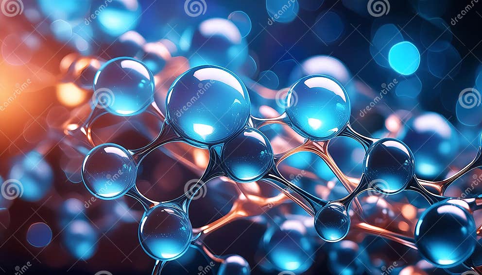 A Vivid 3D Render of a Complex Molecule Structure in Blue Hues Stock ...