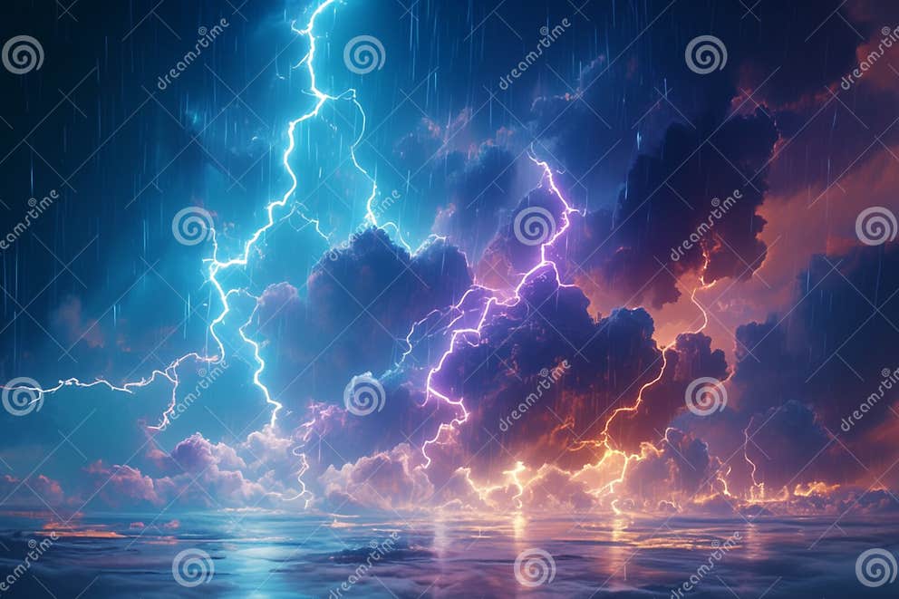 Vivid 3D Rendering of Lightning Strike, Electrifying and Dynamic Scene ...