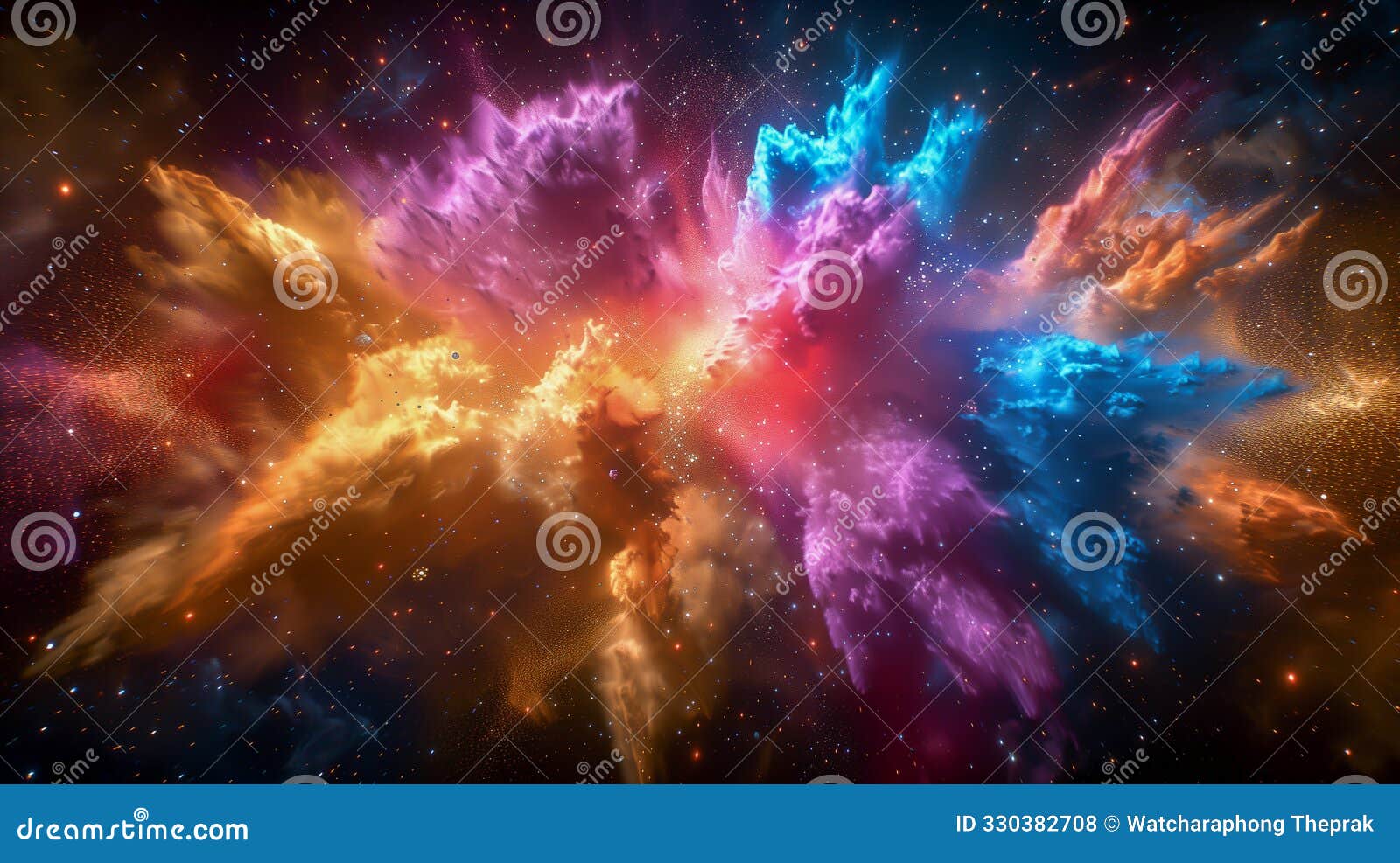 Celestial Explosion of Interstellar Clouds Stock Illustration ...