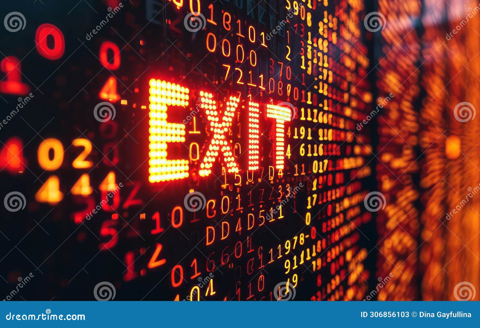 A Vivid Digital Display Spells EXIT in Bold, with a Backdrop of Binary ...