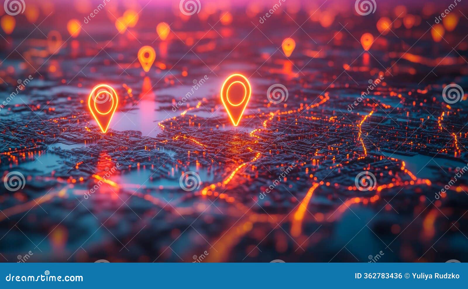 A Vivid Digital Map Illustrating Origin and Destination Points with a ...