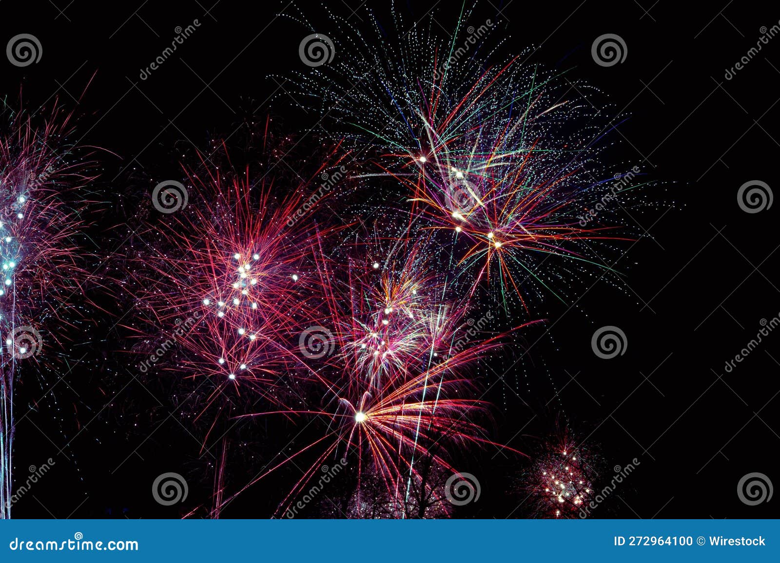 Vivid Display of Fireworks Lighting Up the Night Sky Stock Photo ...