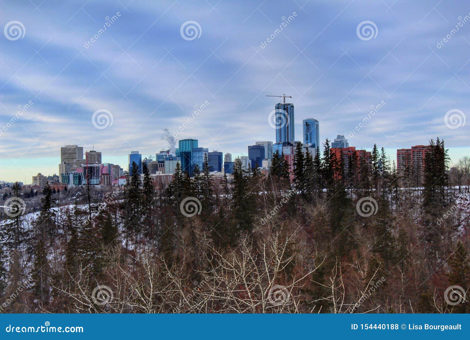 Vivid Downtown Edmonton Skyline View Stock Photo - Image of winter ...