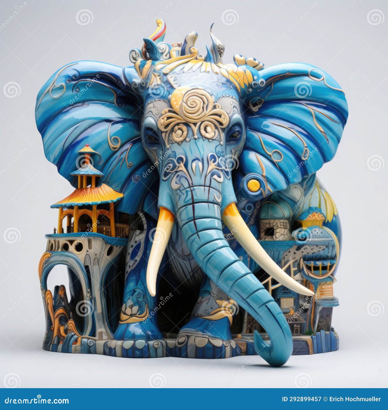 Vivid Dream Elephant in Blue: a Burst of Color and Creativity Stock ...