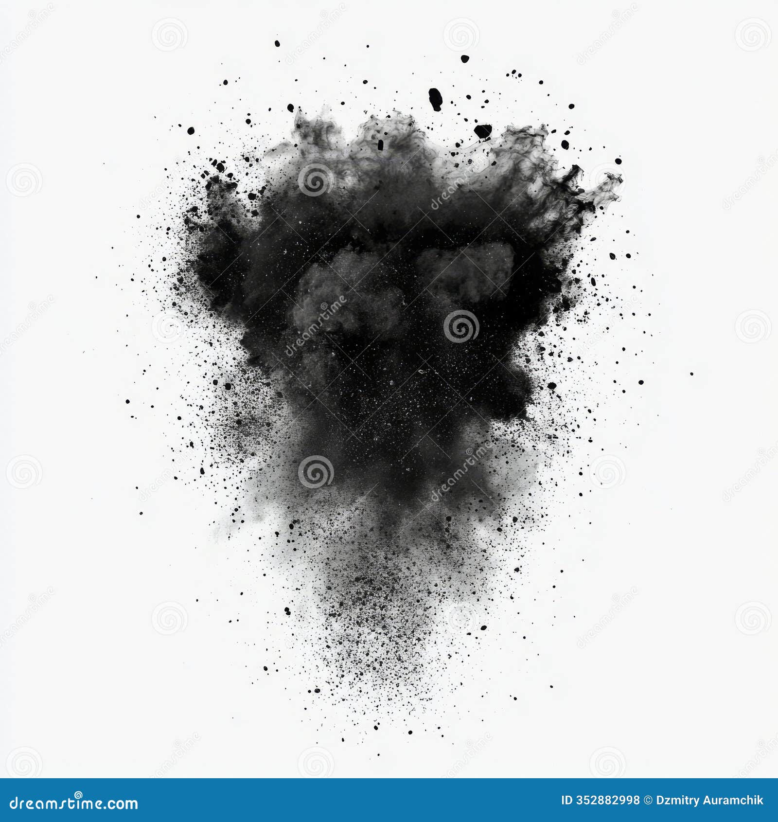 A Vivid Explosion of Black Powder, Paint Splashes, Brush Strokes, and ...