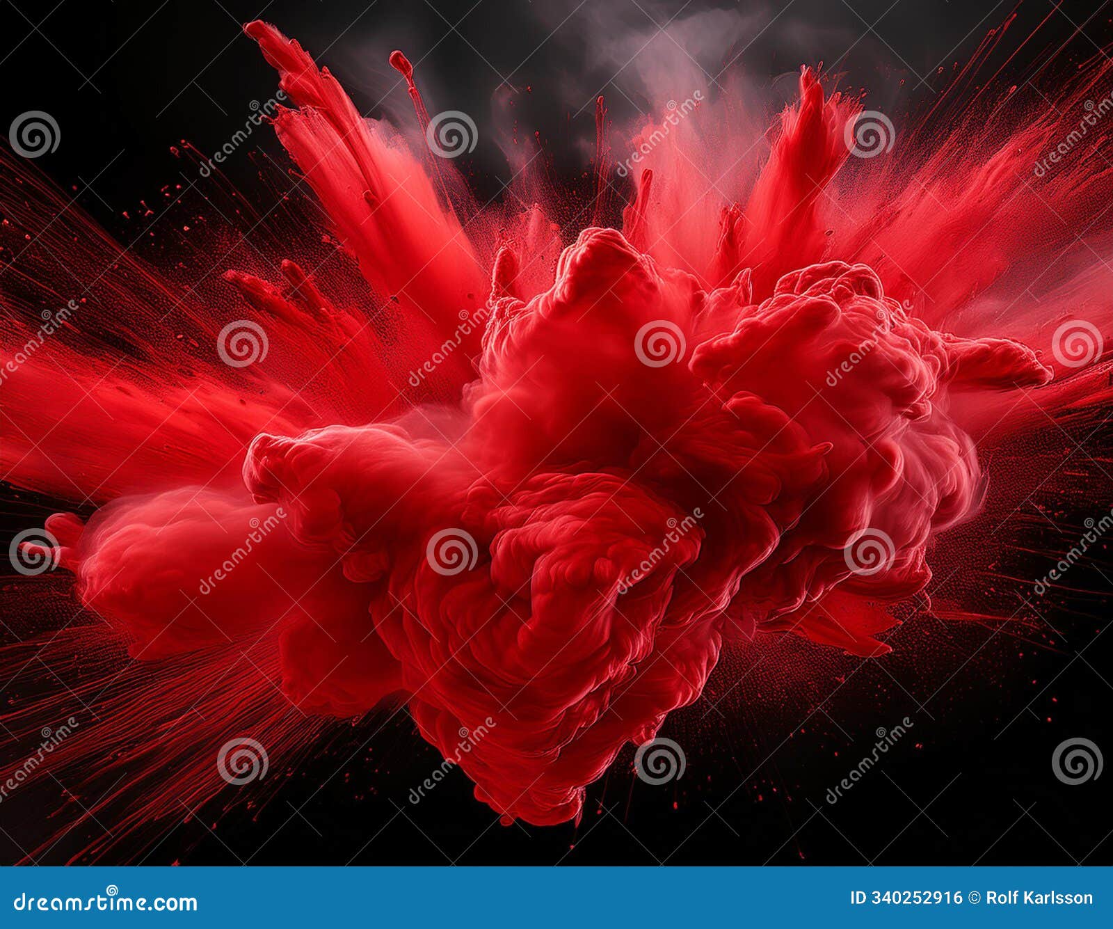 Dramatic Explosion with Red Smoke Contrasting Against a Black ...