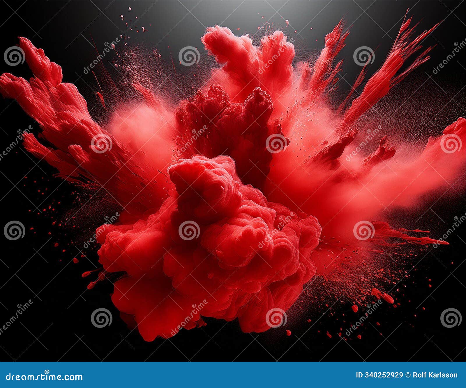 Dramatic Explosion with Red Smoke Contrasting Against a Black ...