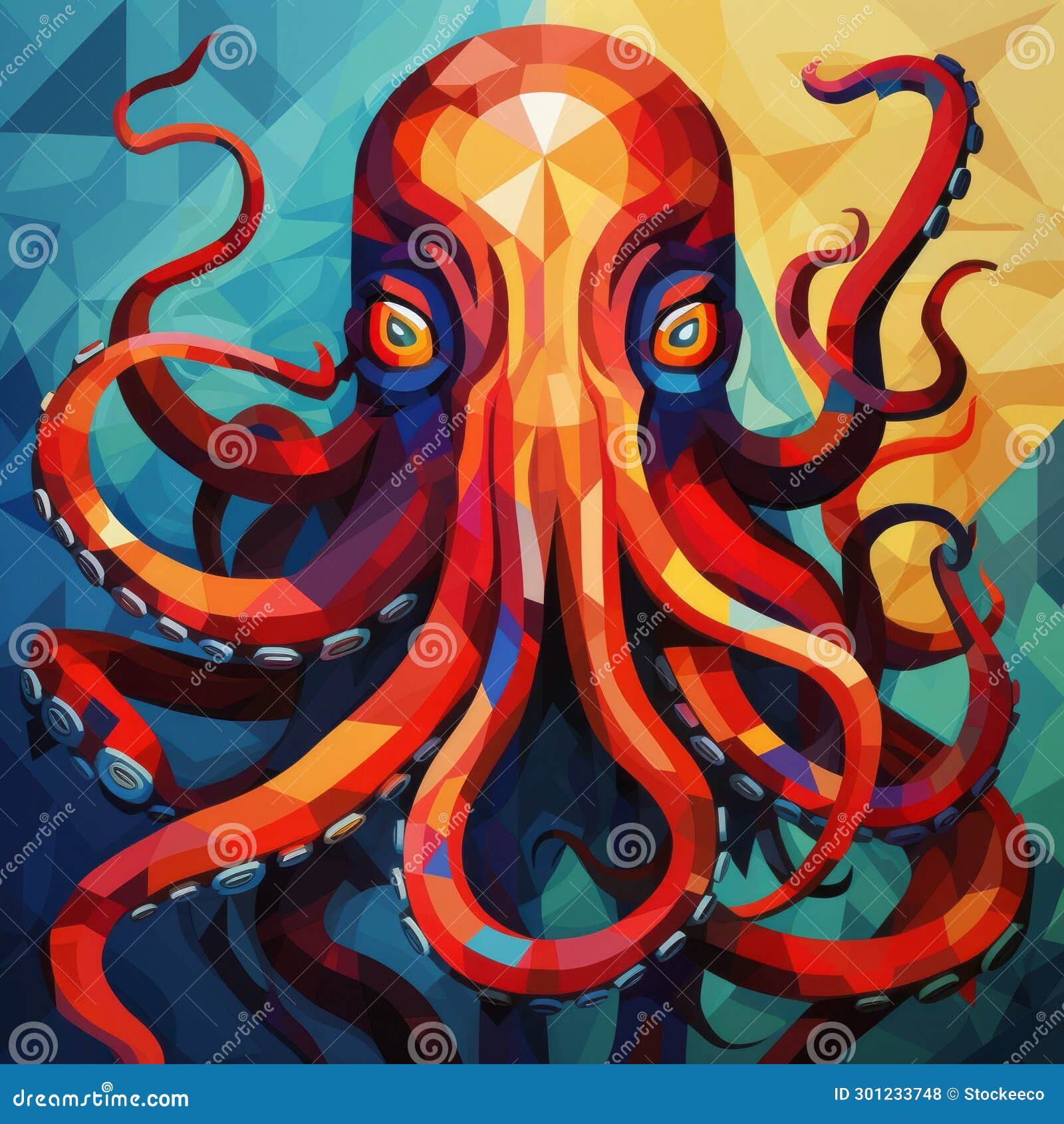 Vivid Expressionism: the Dark and Bold Octopus in Low Polygon Technique ...