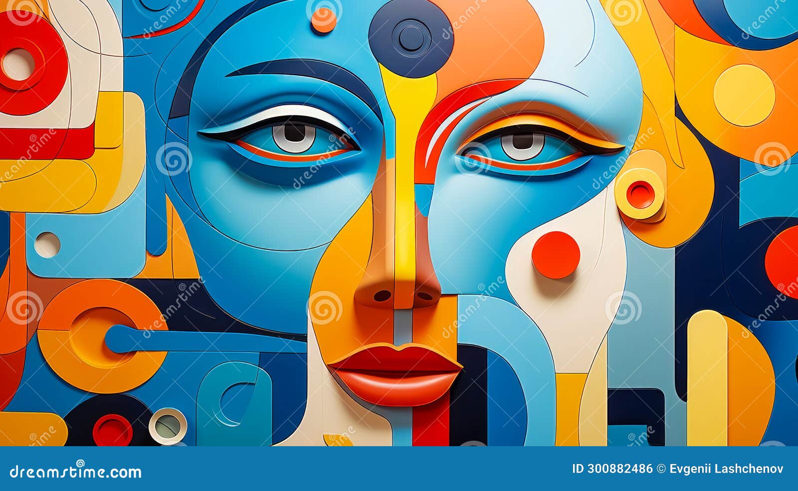 Vivid Face Geometric Abstraction. AI Generation Stock Photo - Image of ...