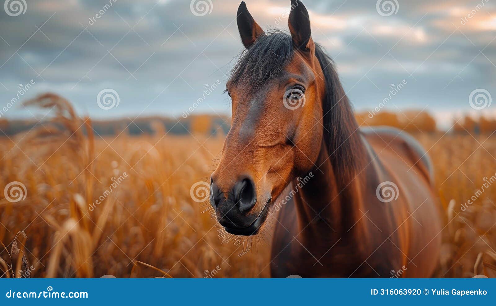 Vivid Farm Horse Background with Copy Space Stock Photo - Image of ...