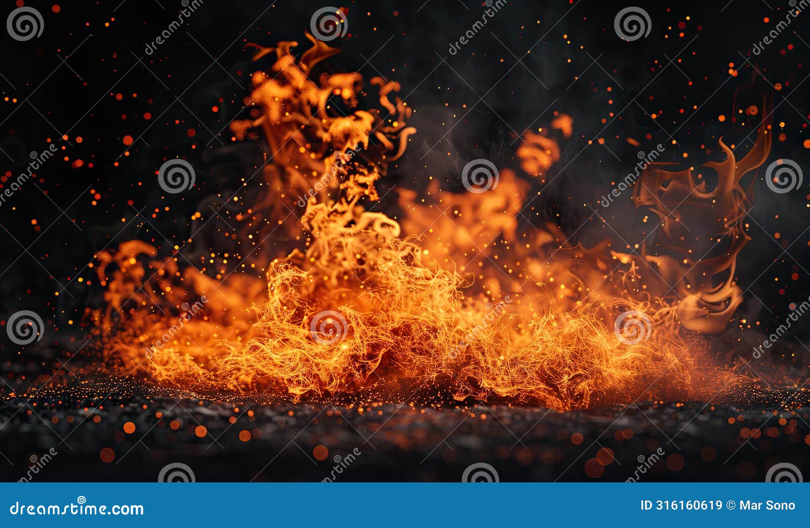 Vivid Flames of Fire Consuming Frame with Dark Backdrop and Floating ...