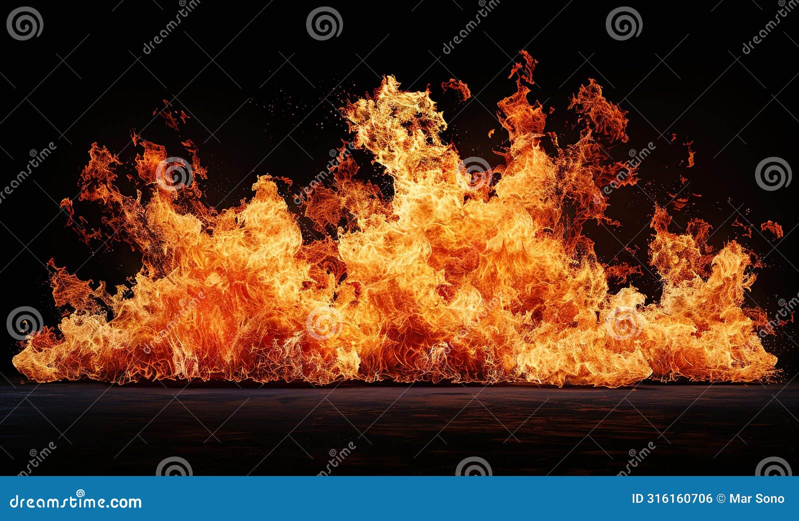 Vivid Flames of Fire Consuming Frame with Dark Backdrop and Floating ...