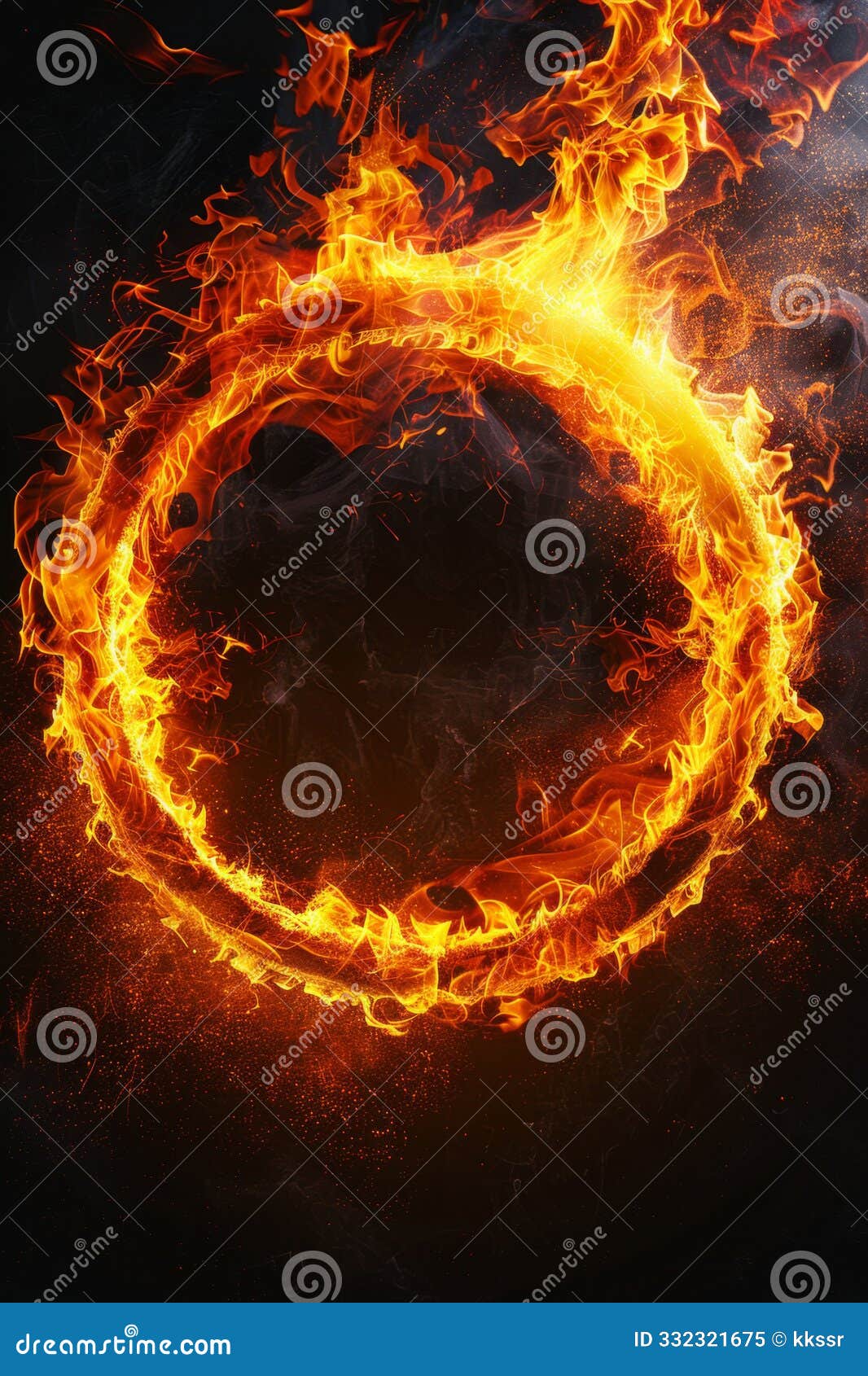 Vivid Flames in Motion Create a Mesmerizing Fire Circle on a Black ...