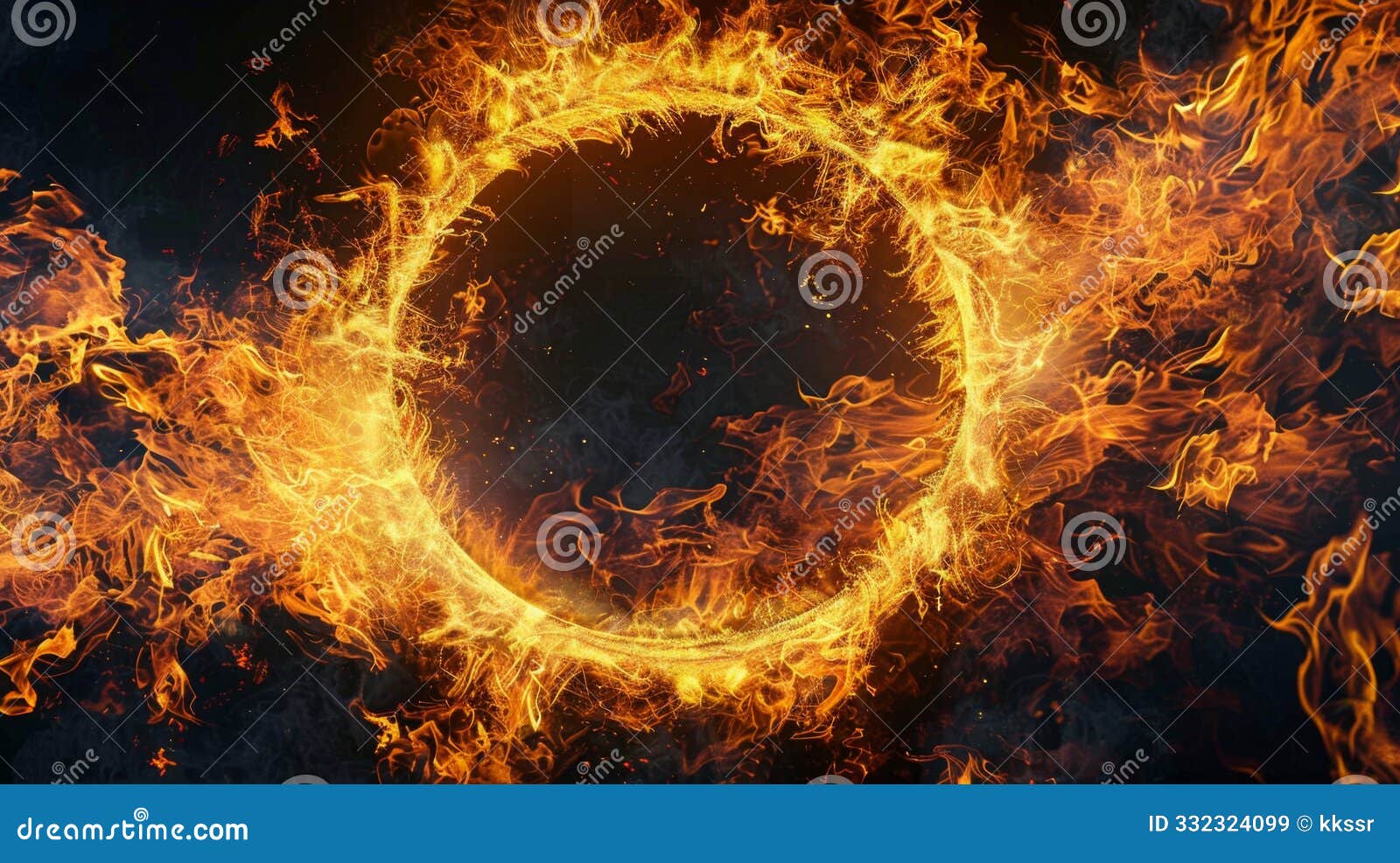 Vivid Flames in Motion Create a Stunning Fire Circle on Black ...