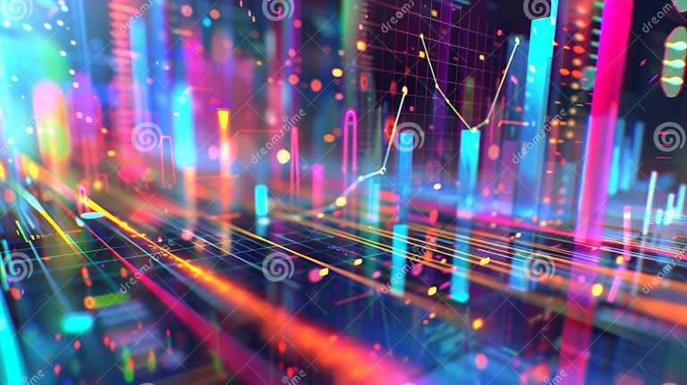 Vivid Floating Charts and Graphs Abstract Representation of Data ...