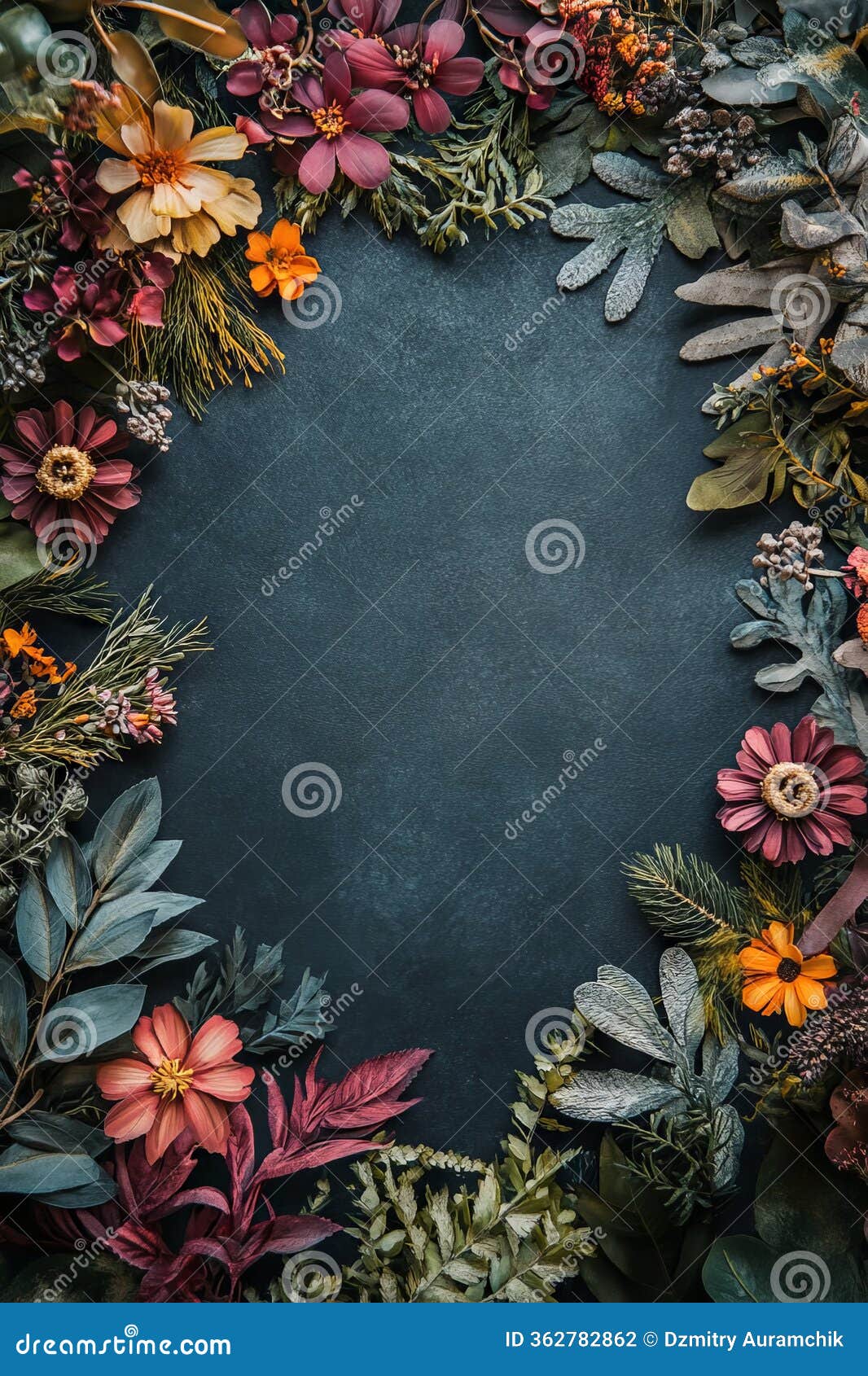 A Vivid Flower Border with a Dark Backdrop, Perfect for Adding Text ...