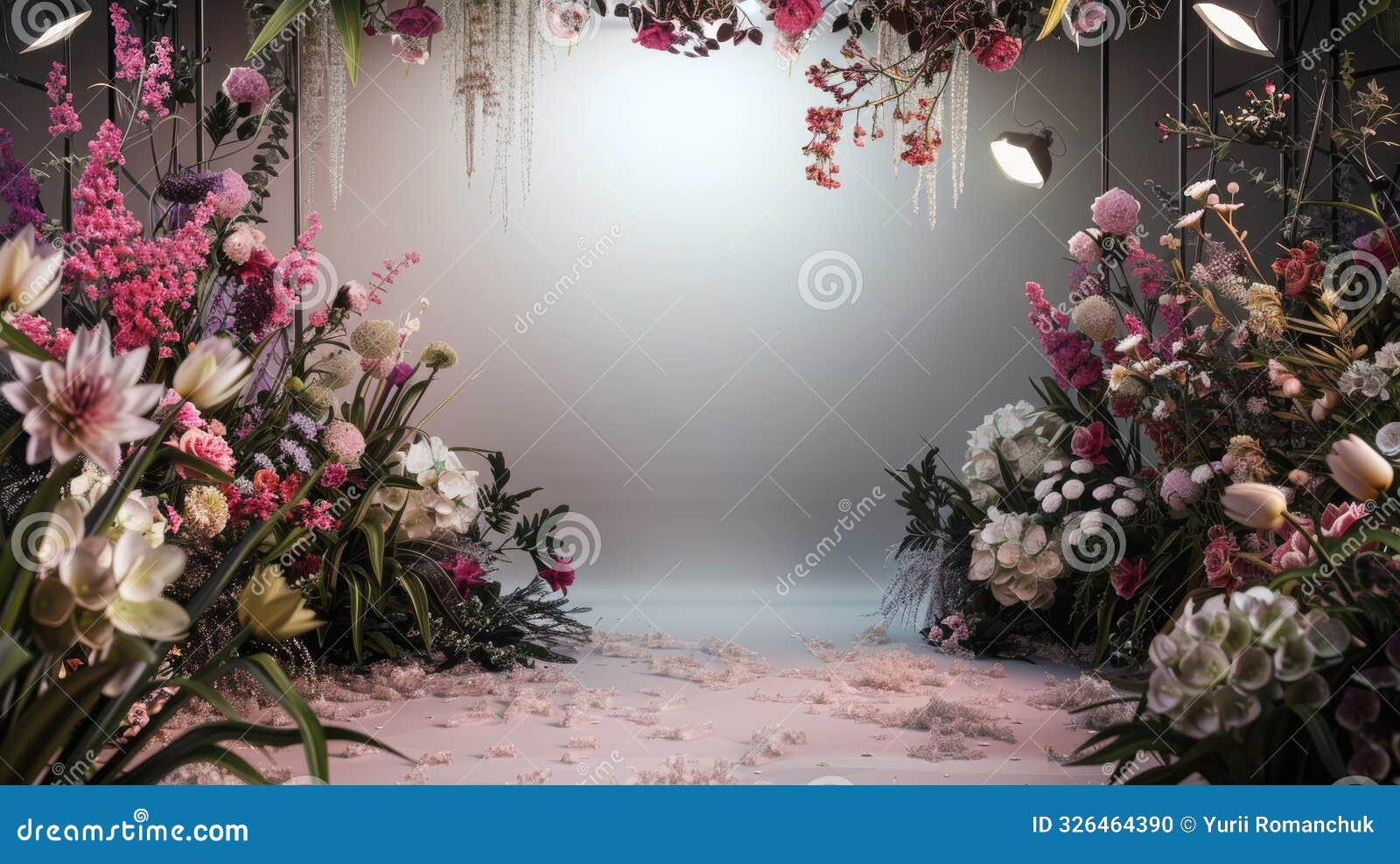 Vivid Flowers on Stage in a Realistic Studio Setting, Creating a ...