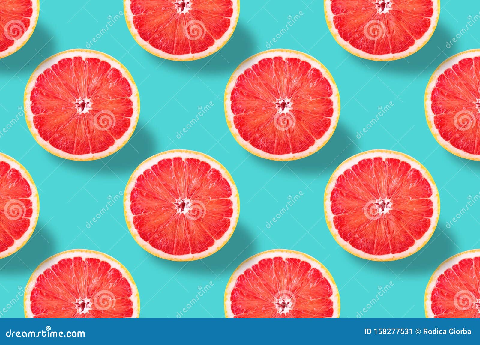 Vivid Fruit Pattern of Fresh Grapefruit on Colourful Background Stock ...