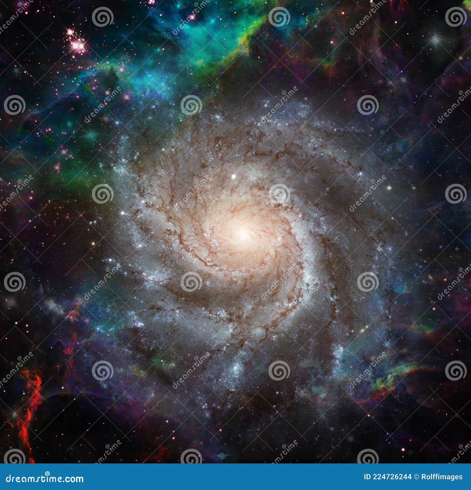 Vivid Galaxy. 3D rendering stock illustration. Illustration of glow ...