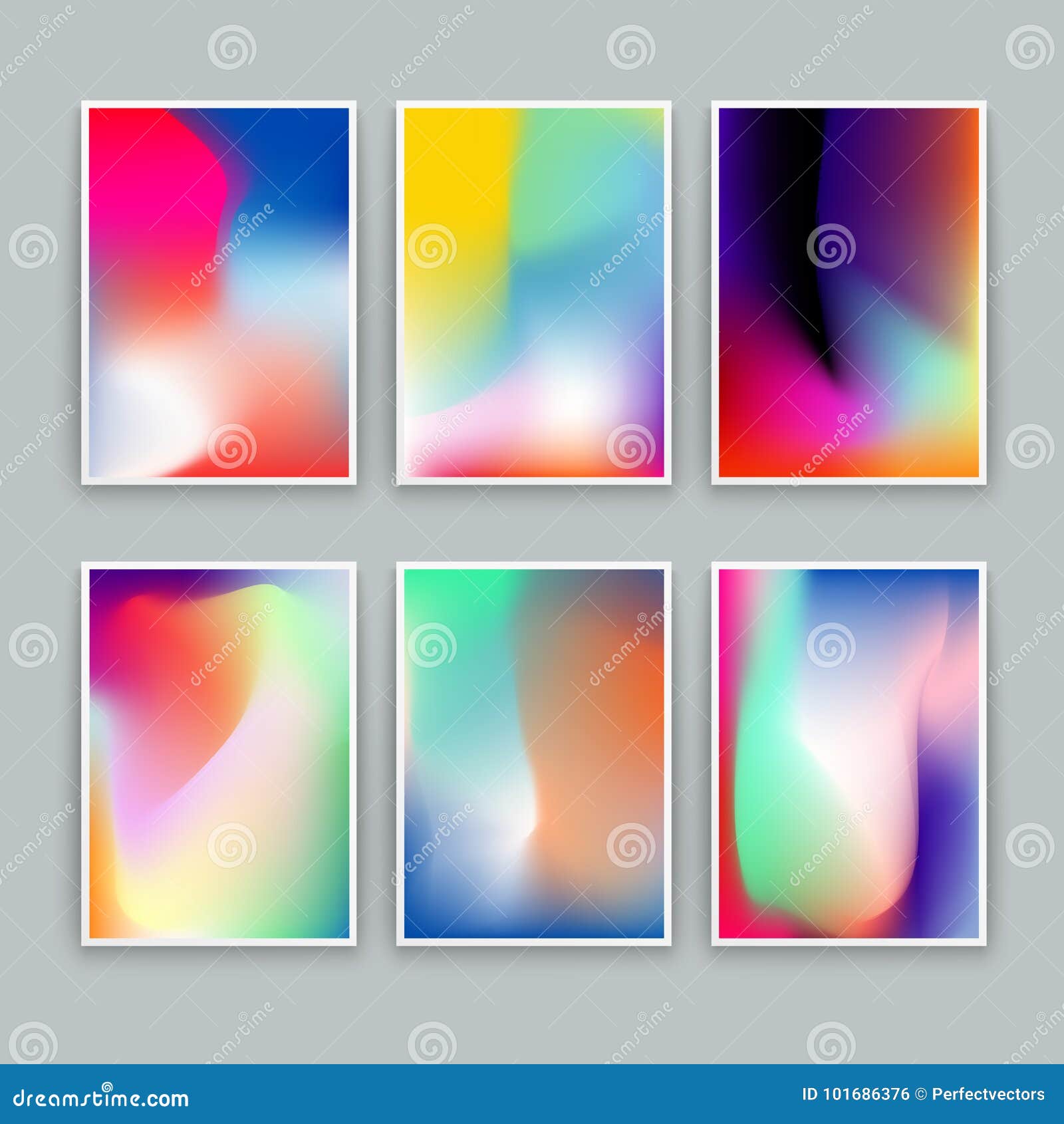 Vivid Gradient Backgrounds. Set of Vector Colorful Posters Stock Vector ...