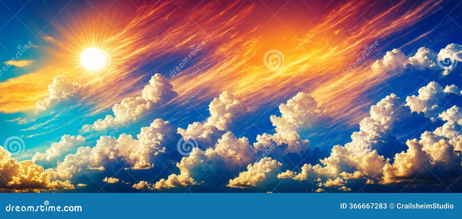 Vivid Gradient Sky With Dynamic Clouds In Orange, Red, And Blue Streaks ...