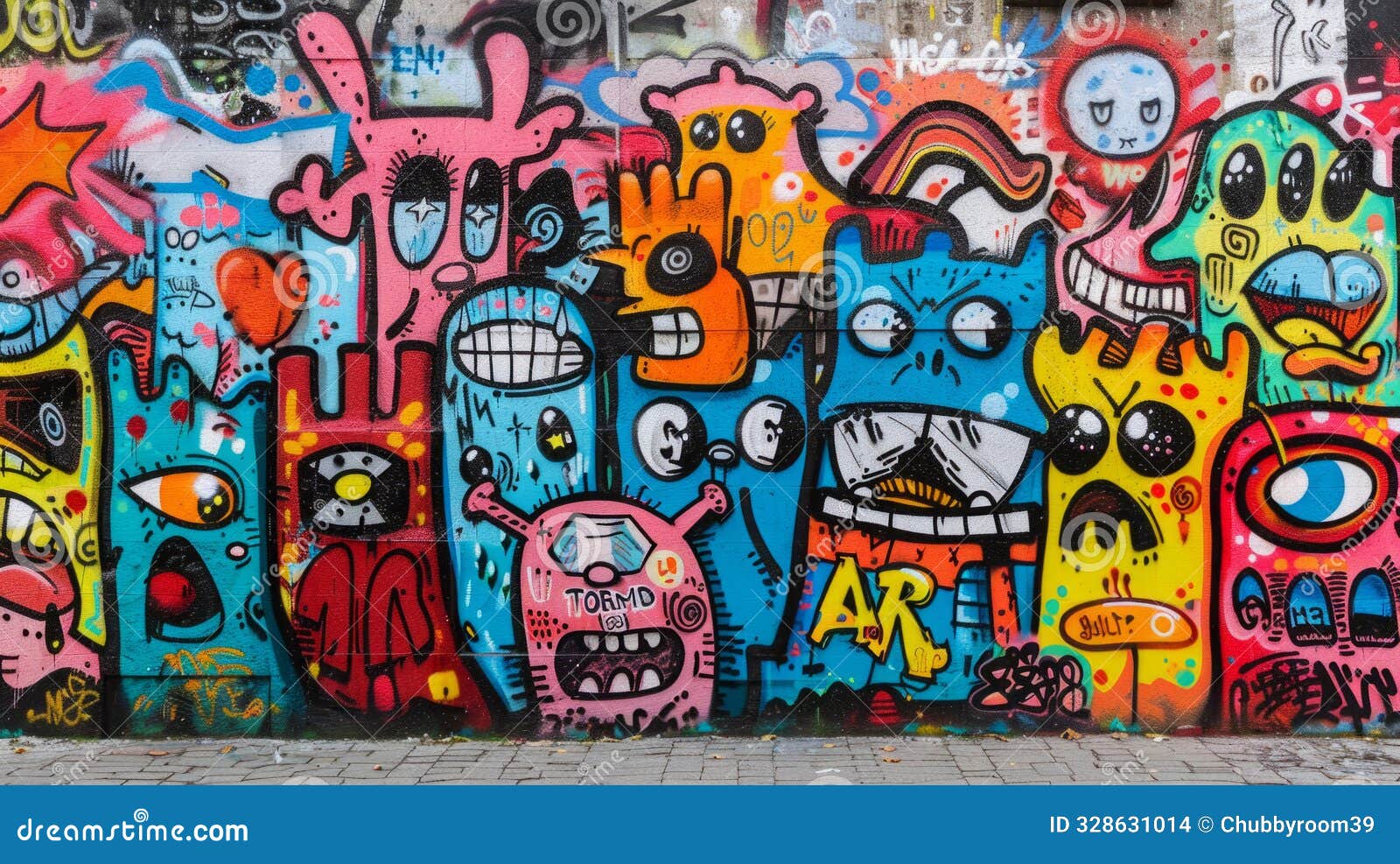 Graffiti Characters Seamless Pattern Cartoon Vector | CartoonDealer.com #42436023
