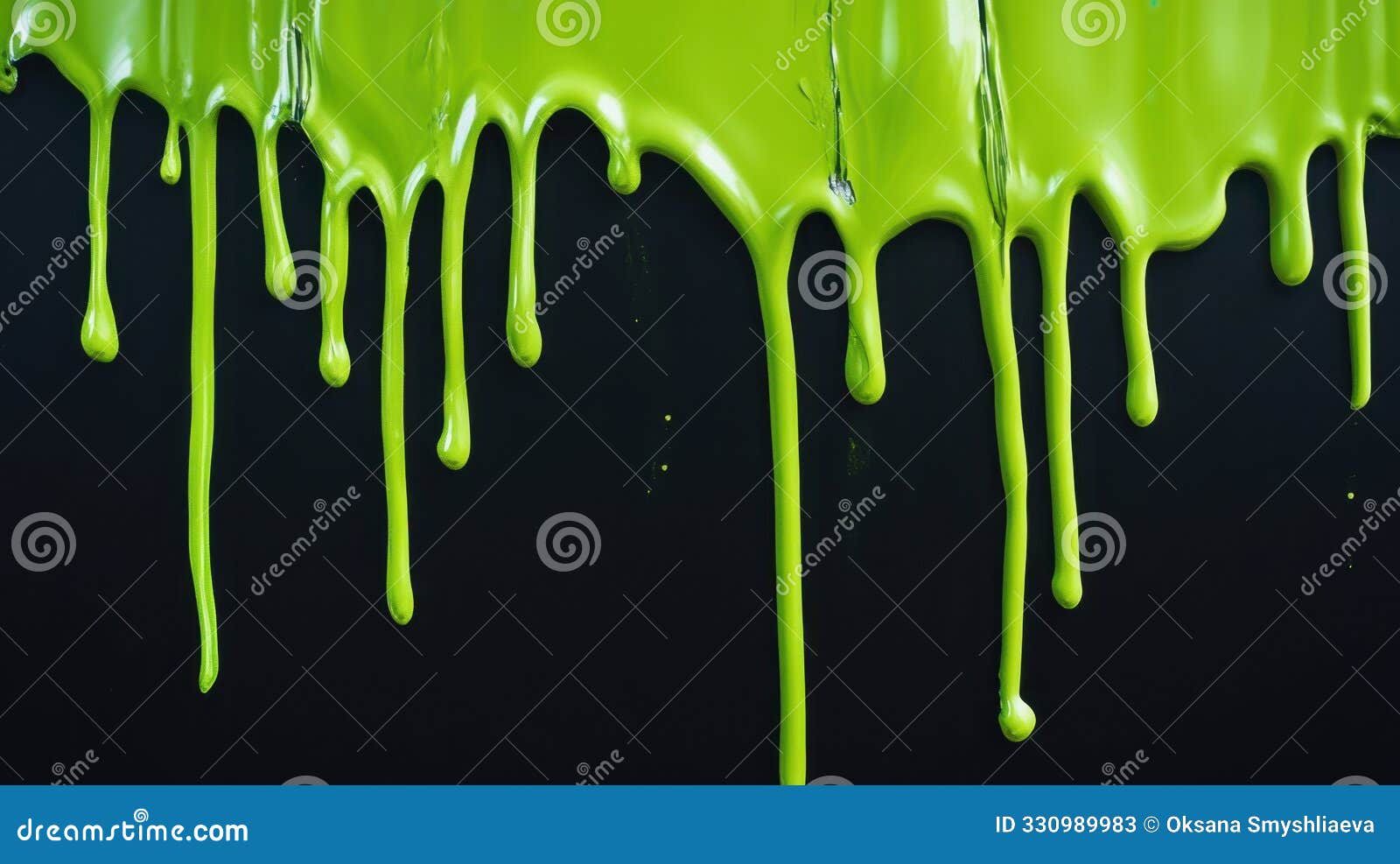 Vivid Green Paint Dripping on Black Background Stock Image - Image of ...
