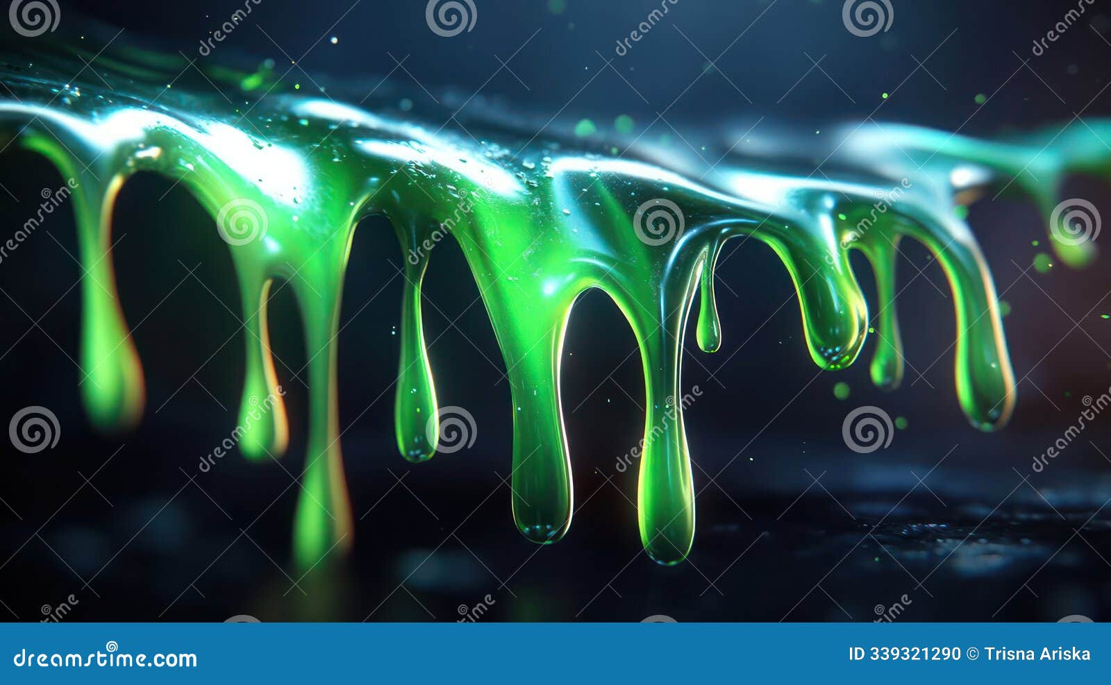 Vivid Green Slime Oozing Down a Surface, Creating a Glossy, Surreal ...