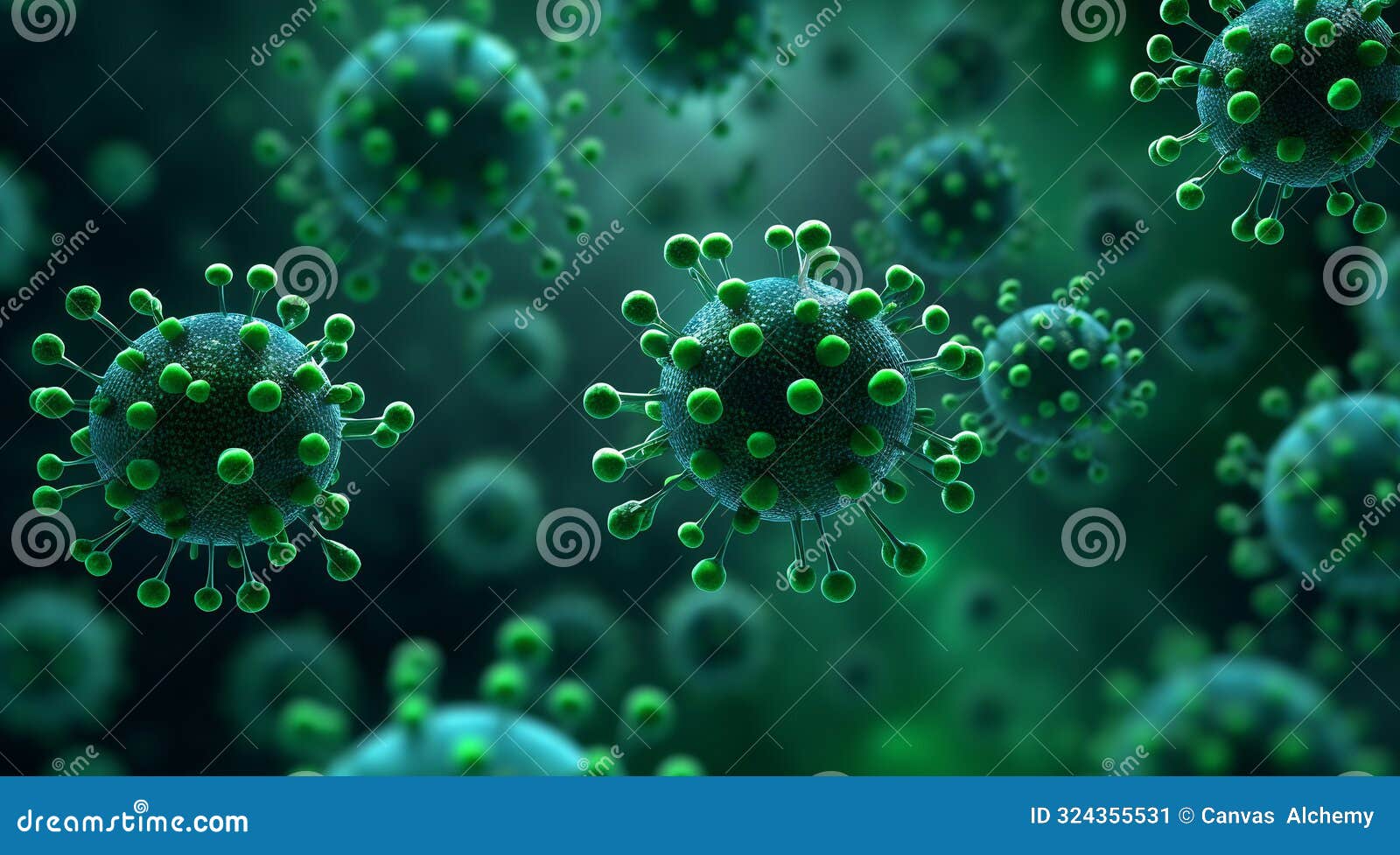 Vivid Green Virus Particles Illustration Stock Image - Image of ...