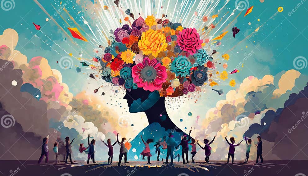 Vivid Illustration of the Annual Collective Mind Concept: Exploding ...