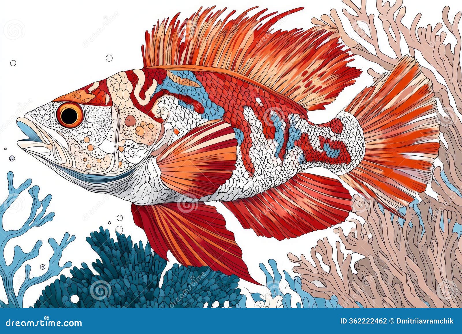 A Vivid Illustration Showcasing Rainbow Fish and an Array of Colorful ...