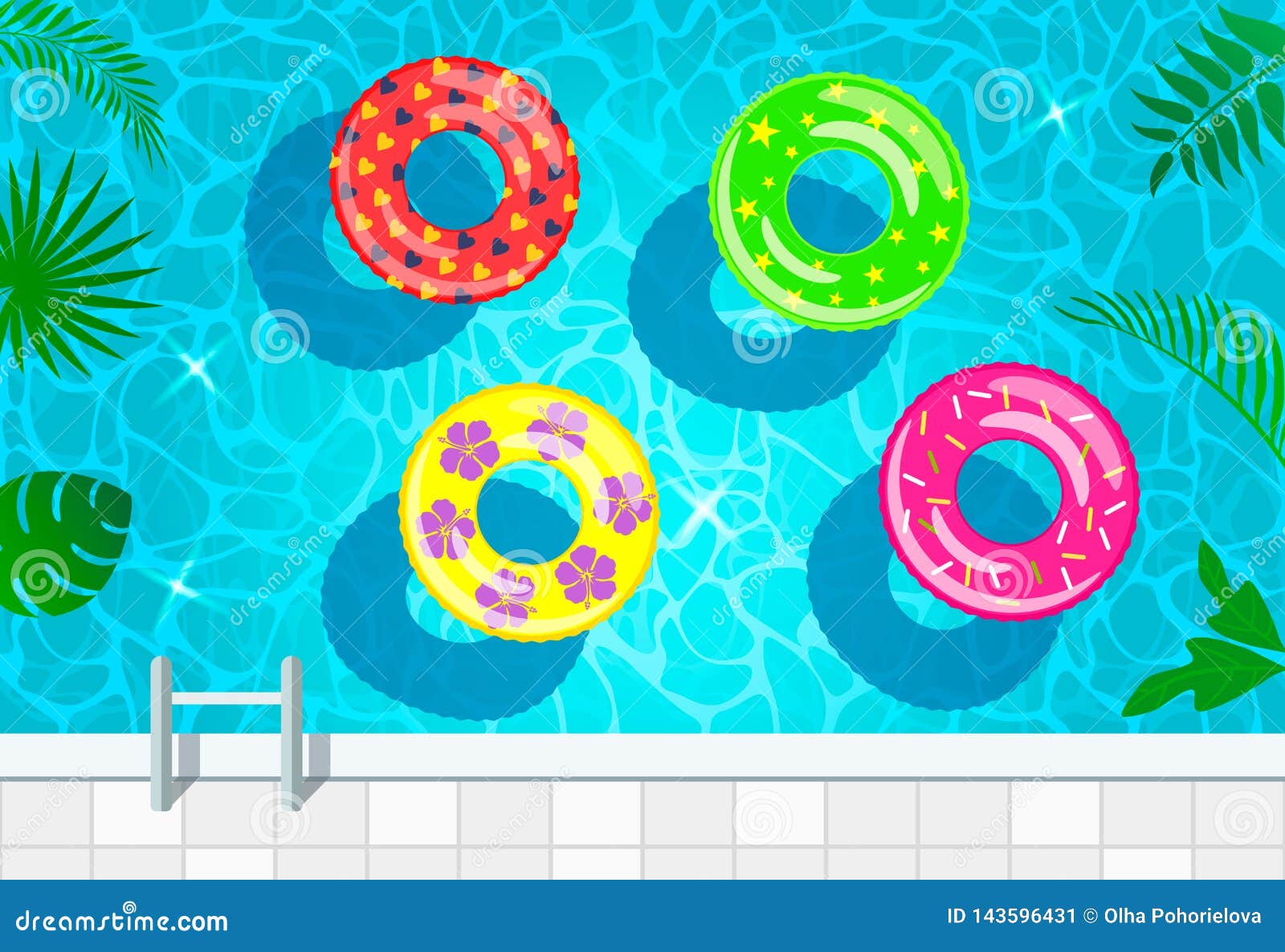 A Vivid Illustration of the Water Texture in the Pool with Inflatable ...