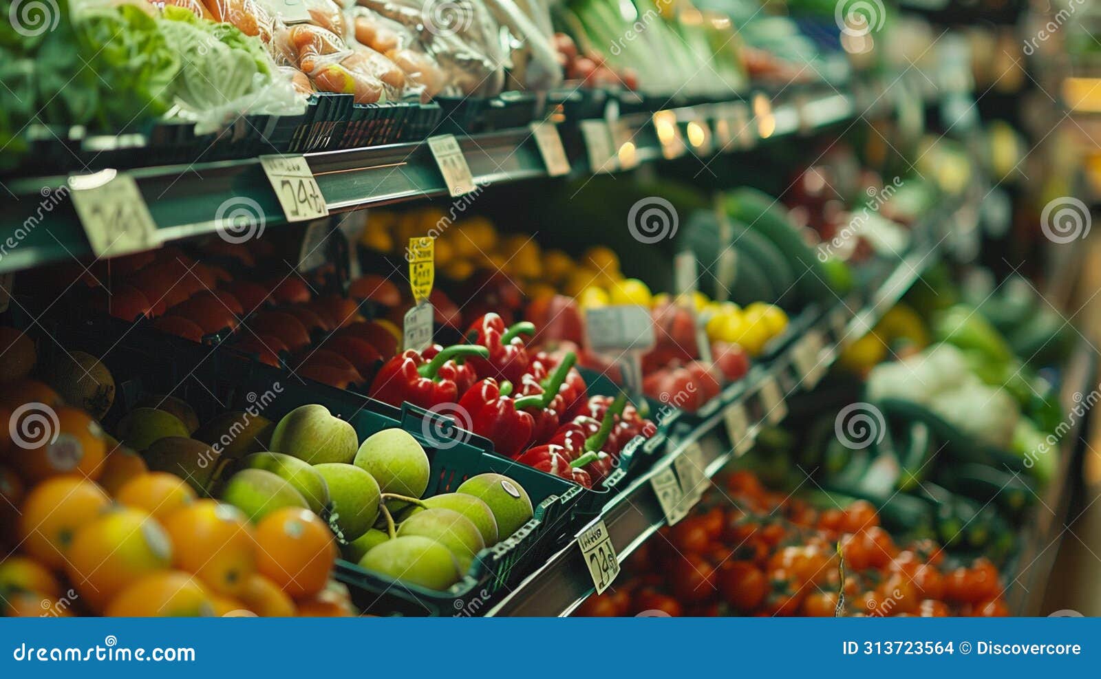 Inflationary Prices at Fresh Produce Section Stock Illustration ...