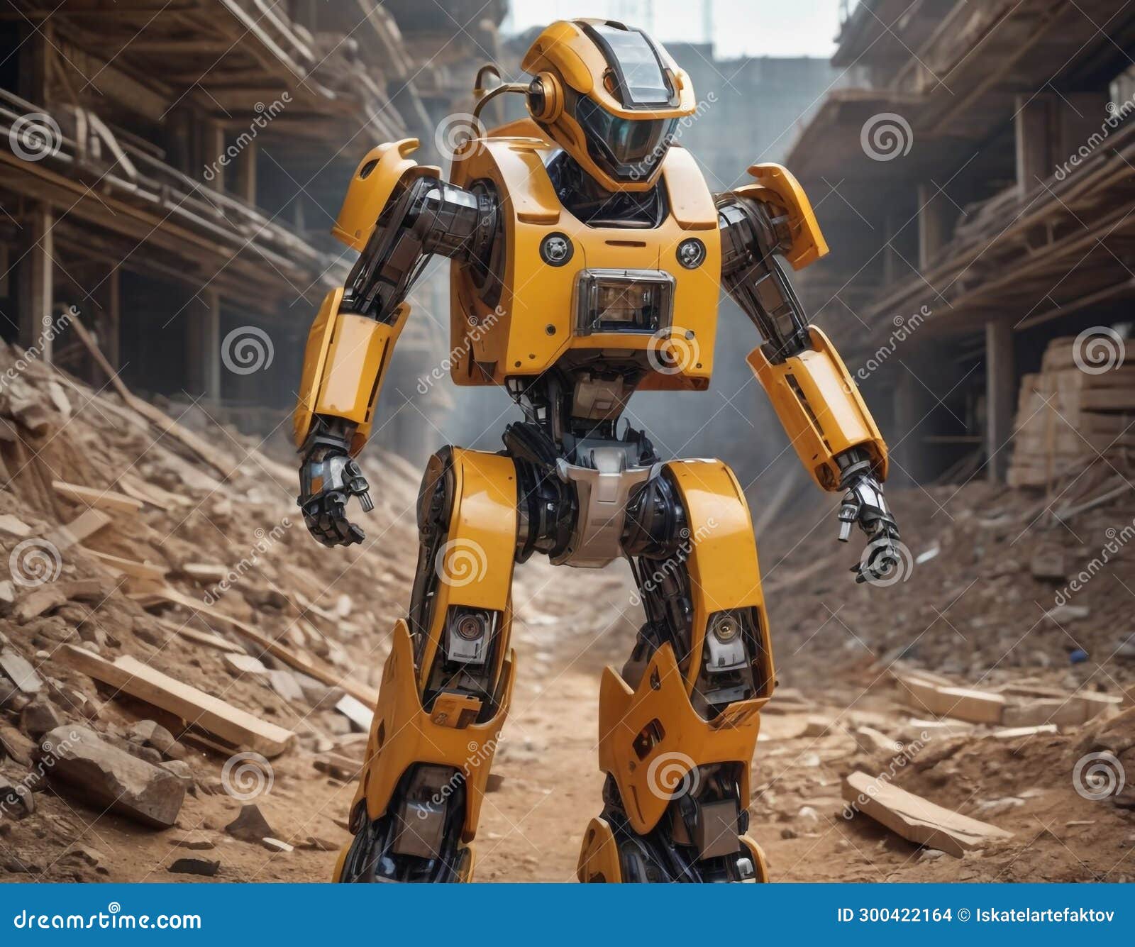 Robot Builders Work on a Construction Site with Tools. Made with AI ...