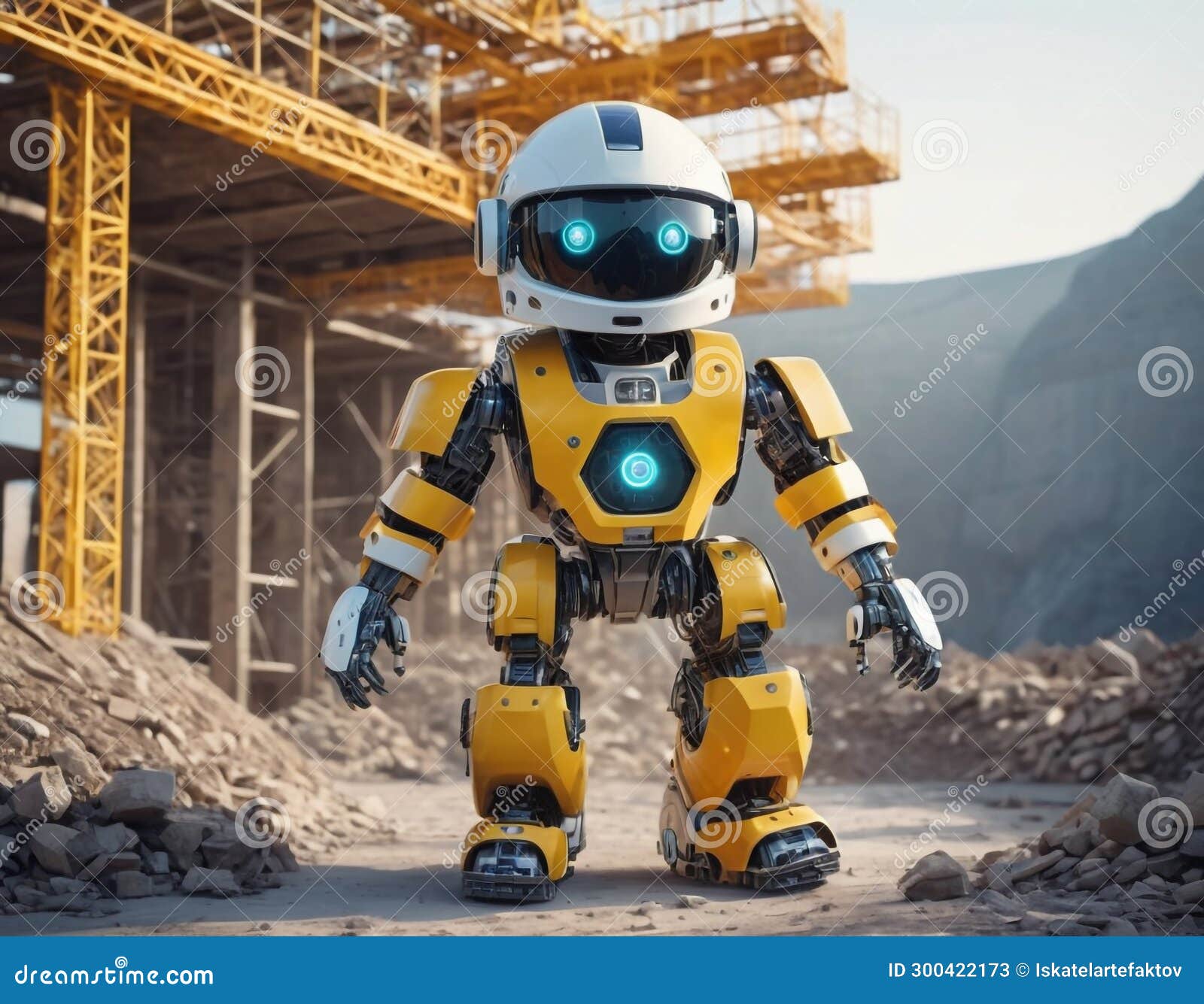 Robot Builders Work on a Construction Site with Tools. Made with AI ...