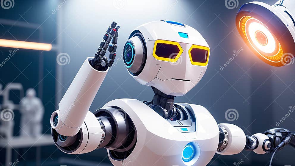 A Vivid Image of a Robot with a Bright Light Coming from Its Head AI ...